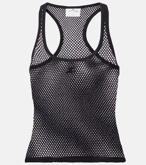 COURREGES Courrèges Scuba Cotton Mesh Tank Top - Black