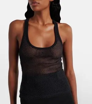 COURREGES Courrèges Scuba Cotton Mesh Tank Top - Black