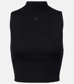COURREGES Ribbed Cotton And Wool Tank - Black