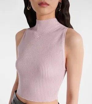 COURREGES Ribbed Mock Neck Tank Top - Pink