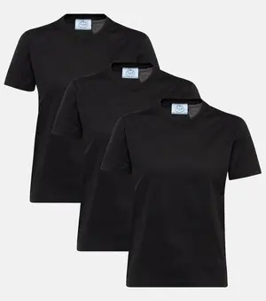 Prada Pack Of 3 Cotton T-shirts - Black