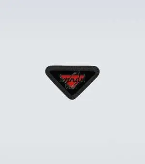 Prada Leather-trimmed Logo Badge - Black