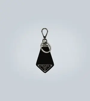 Prada Leather Key Ring With Logo - Black
