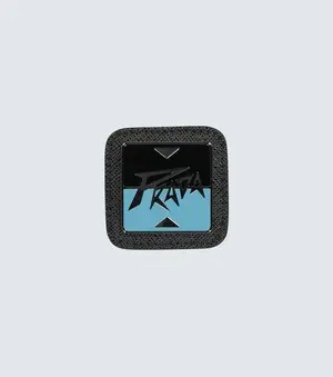 Prada Leather-trimmed Logo Badge - Black