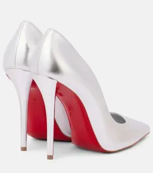 CHRISTIAN LOUBOUTIN Miss Z 100 Metallic Leather Pumps - Silver