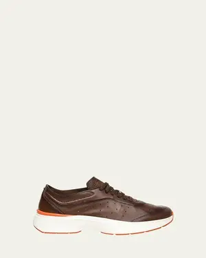 Santoni Santoni Bounce Lambskin Runner Sneakers - Brown/white