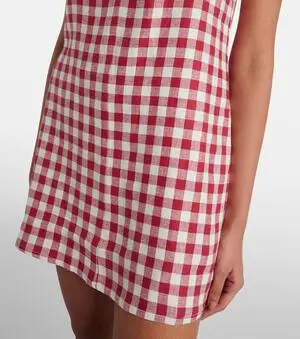 Asceno Antiqua Gingham Linen Minidress - Red