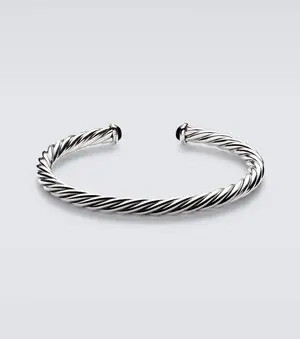 David Yurman Cable Cuff Bracelet With Onyx In 14kt Gold And Sterling - Silver