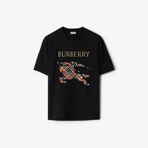 Burberry Cross Stitch Knight Cotton T-shirt - Black