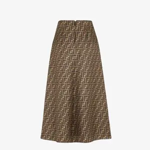 Fendi Flared Ff Motif Silk Twill Skirt