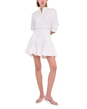 Simkhai Effie Bubble Hem Shirt Dress - White