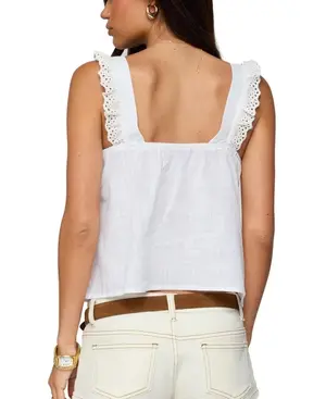 EDIKTED Viviana Linen Look Top - White