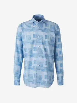 VINCENZO DI RUGGIERO Paisley Cotton Shirt - Blue
