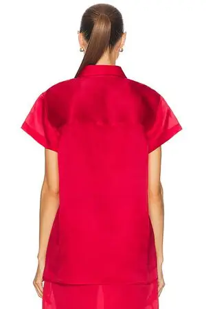 Khaite Keefe Short Sleeve Button-up Shirt - Raspberry