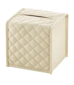 RIVIERE Quilted Leather Tissue Box - Ivory