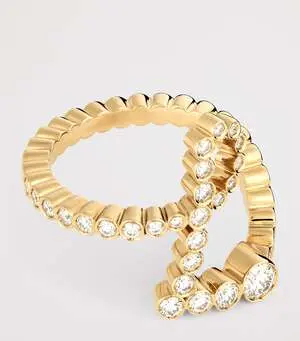 Sophie Bille Brahe Ensemble Initial Ring In Yellow And Diamonds