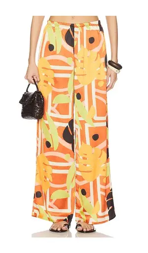 SEVEN WONDERS Wide Leg Printed Trousers - Orange