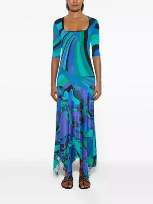 Emilio Pucci Asymmetric-hem Maxi Dress - Blue