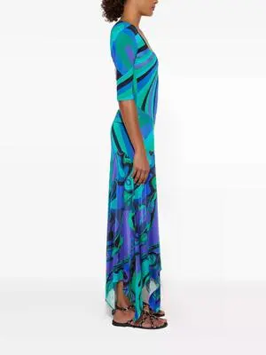 Emilio Pucci Asymmetric-hem Maxi Dress - Blue