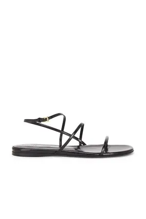 Women's Black Flat Strappy Sandals