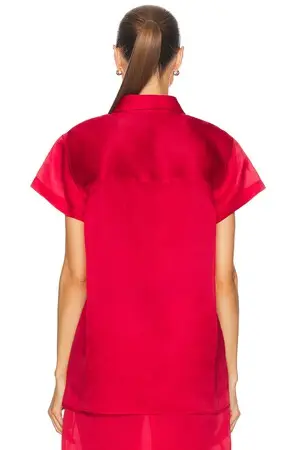 Khaite Keefe Organza Top - Raspberry