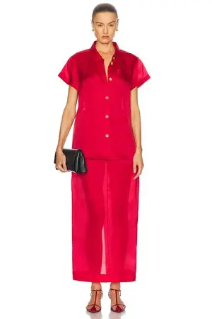 Khaite Keefe Organza Top - Raspberry