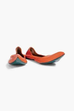 Marni Leather Point-toe Flats - Orange