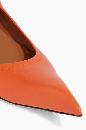 Marni Leather Point-toe Flats - Orange