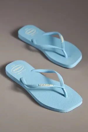 Havaianas Slim Square Thong Sandals - Blue
