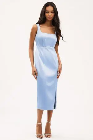 Square Neck Sleeveless Midi Dresses