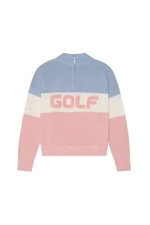 ELLSWORTH + IVEY Madison Quarter Zip Colorblock Sweater - Green