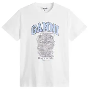 GANNI Kitty Margot Relaxed T-shirt - Bright White
