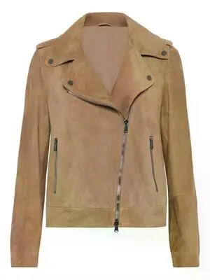 Brunello Cucinelli Leather Moto Jacket - Brown