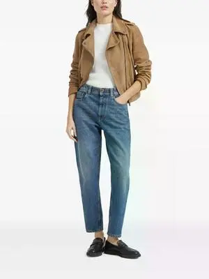 Brunello Cucinelli Leather Moto Jacket - Brown