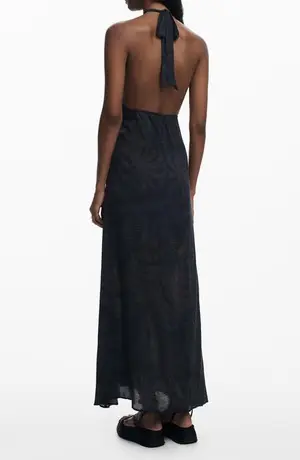 Desigual Halter Maxi Cover-up Dress - Black