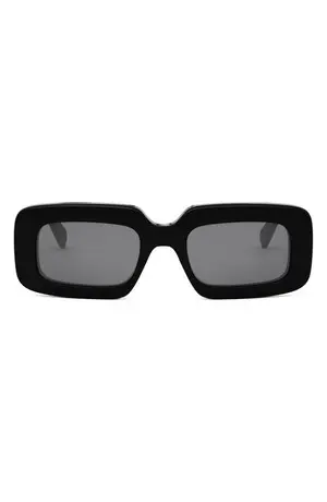 Celine Triomphe Rectangular Sunglasses - Shiny Black / Smoke
