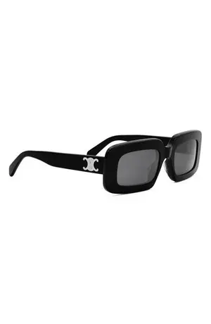 Celine Triomphe Rectangular Sunglasses - Shiny Black / Smoke