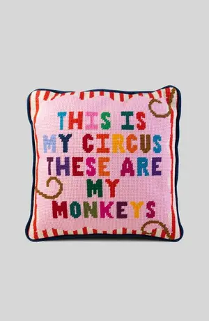 FURBISH My Circus Needlepoint Pillow - Blue/ Pink