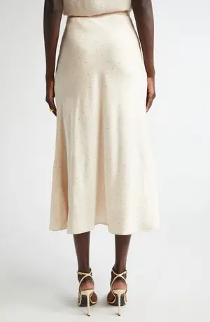 St. John Crystal-embellished Stretch Satin Midi Skirt