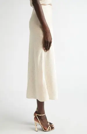 St. John Crystal-embellished Stretch Satin Midi Skirt
