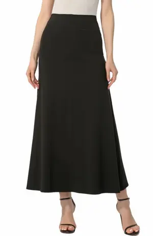 KIMI + KAI Ruched Maxi Skirt - Black