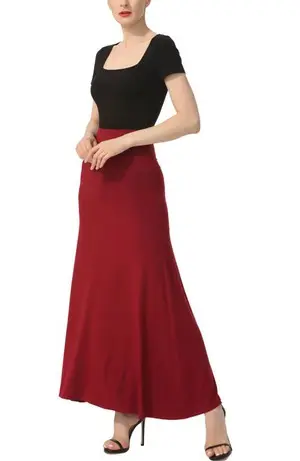 KIMI + KAI Ruched Maxi Skirt - Wine