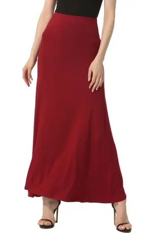 KIMI + KAI Ruched Maxi Skirt - Wine