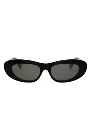 Celine Bold 3 Dot Rectangular Sunglasses - Shiny Black / Smoke