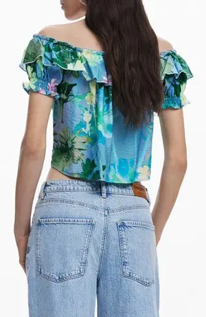 Desigual Ruffle Off-the-shoulder Top