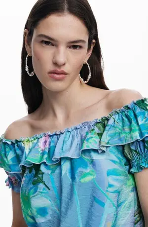 Desigual Ruffle Off-the-shoulder Top