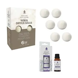 PURSONIC Laundry Care Bundle Wool Dryer Balls & Essential Oil Set - Lavender