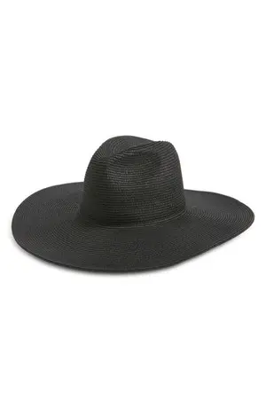 Nordstrom Packable Wide Brim Panama Hat - Black