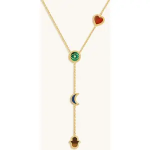 KARMA AND LUCK Celestial Wisdom Multi-symbol Necklace - Gold/multicolor