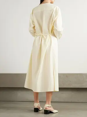 LEMAIRE Asymmetric Belted Cotton-crepe Midi Dress - Yellow